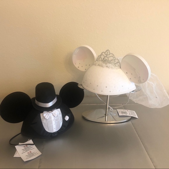 Disney | Accessories | Disney Mickey And Minnie Bride Groom Ears Hats ...